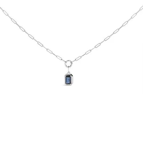 HAUS OF BRILLIANCE 10k Gold Blue Sapphire Solitaire Pendant Necklace - White