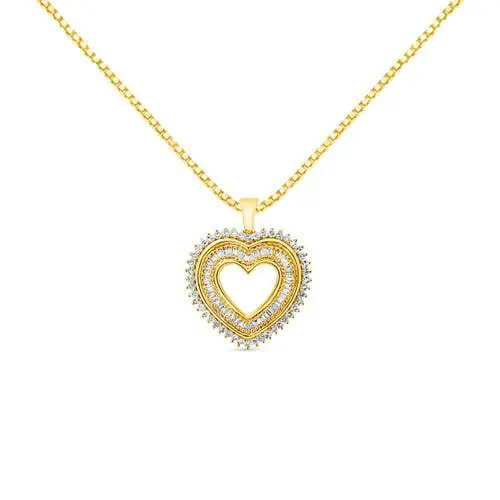HAUS OF BRILLIANCE 14k Gold Plated Silver 1.0 Cttw Diamond Heart Pendant Necklace - Yellow
