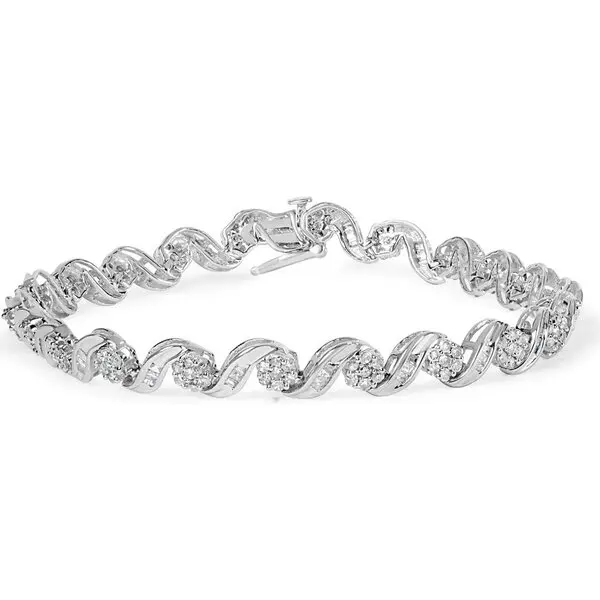 HAUS OF BRILLIANCE 10k Gold 2.00 Cttw Diamond Floral S-link Bracelet - White