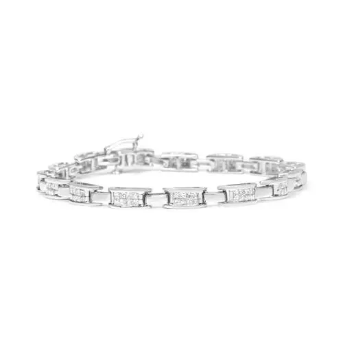 HAUS OF BRILLIANCE 14k Gold 2.0 Cttw Princess Cut Diamond Link Bracelet - White