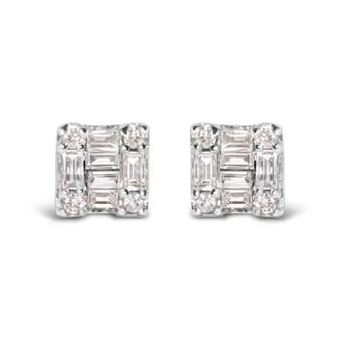 HAUS OF BRILLIANCE 10k Gold 1/7 Ct Diamond Stud Earrings - White
