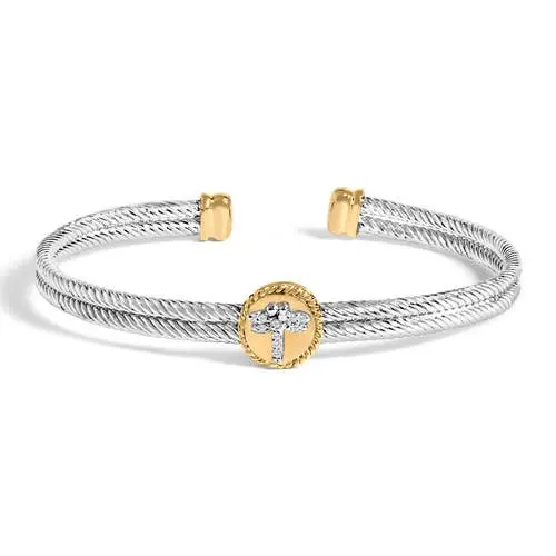 HAUS OF BRILLIANCE 18k Gold Over Silver Diamond Dragonfly Bangle Bracelet - Yellow