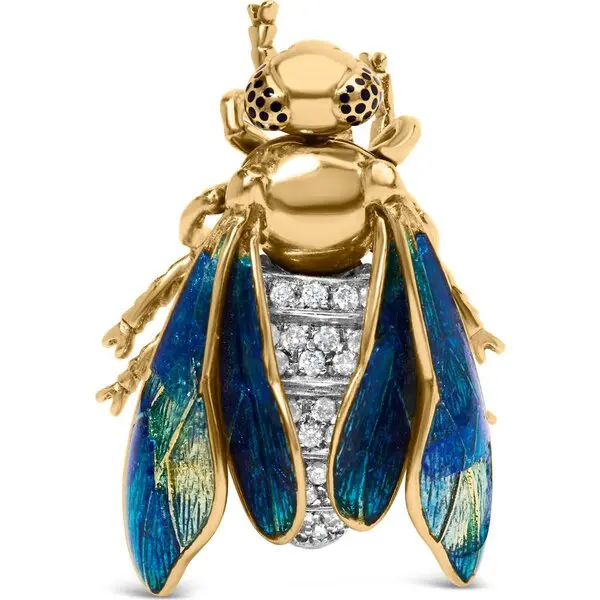 HAUS OF BRILLIANCE 18k Gold 0.50 Cttw Diamond And Enamel Bumblebee Brooch Pin - Yellow