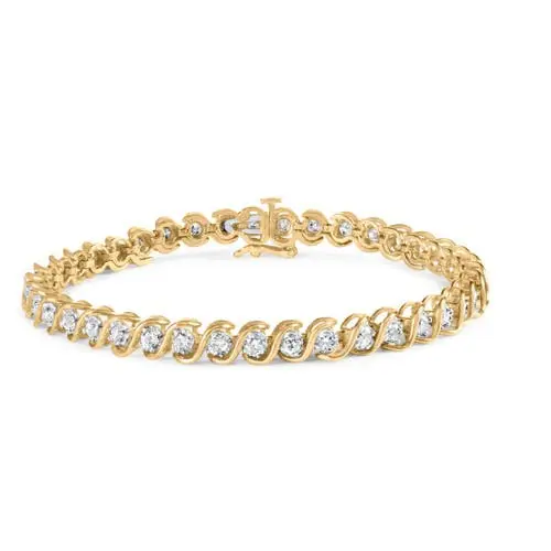 HAUS OF BRILLIANCE 10k Gold 3 Cttw Round-cut Diamond 7.50" Spiral Link Bracelet - Yellow