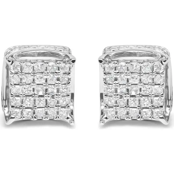 HAUS OF BRILLIANCE 10k Gold 1/2 Ctw Princess Cut Diamond Stud Earrings - White