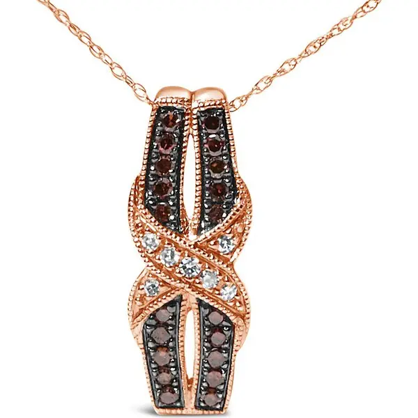 HAUS OF BRILLIANCE 10k Rose Gold 1/4 Cttw Diamond Infinity Pendant Necklace - Pink