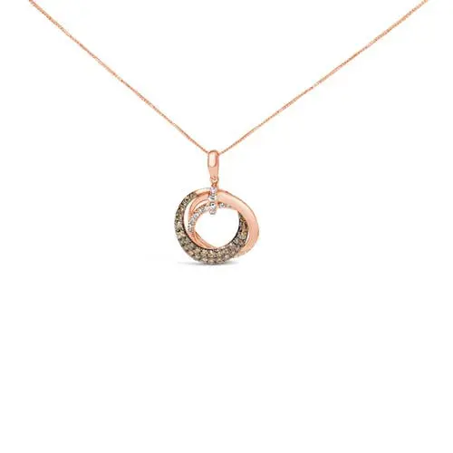 HAUS OF BRILLIANCE 14k Rose Gold 0.74 Cttw Diamond Interlocking Circle Pendant Necklace - Pink