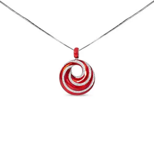 HAUS OF BRILLIANCE Silver, Diamond And Enamel Medallion Pendant Necklace - White