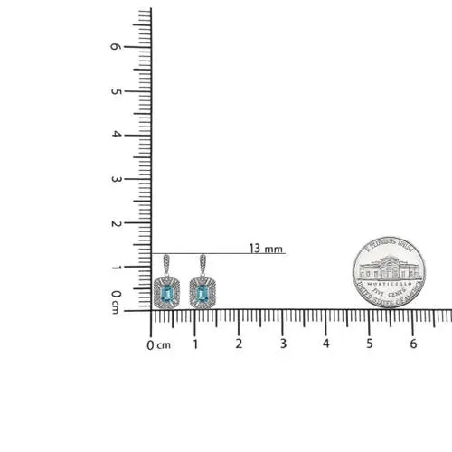 HAUS OF BRILLIANCE Silver Blue Topaz And Diamond Dangle Earrings