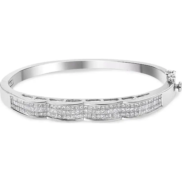 HAUS OF BRILLIANCE 14k Gold 3 1/3 Cttw Diamond Bangle Bracelet - White