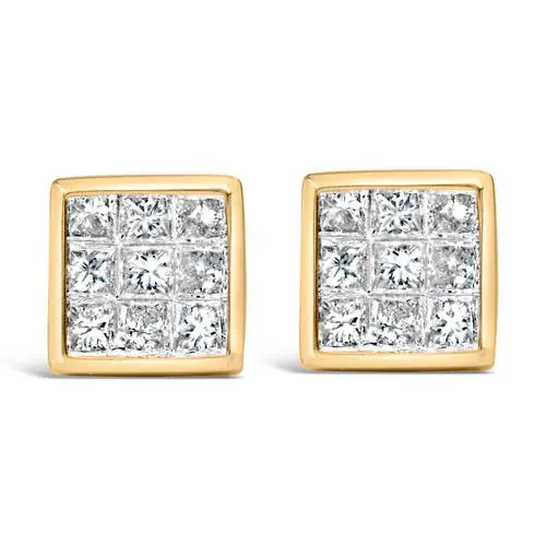 HAUS OF BRILLIANCE 14k Gold 1.0 Cttw Princess Cut Diamond Stud Earrings - Yellow