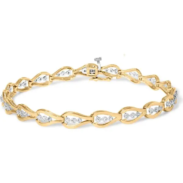 HAUS OF BRILLIANCE 10k Gold 1/3 Cttw Diamond Teardrop Link Bracelet - Yellow