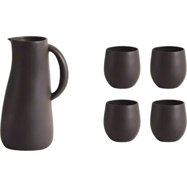 GHARYAN STONEWARE Serenity Jug & Cup Set - Black