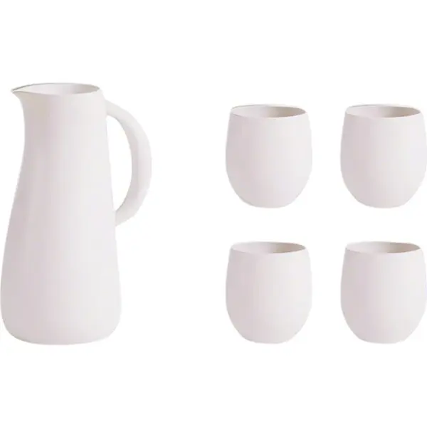 GHARYAN STONEWARE Serenity Jug & Cup Set - White