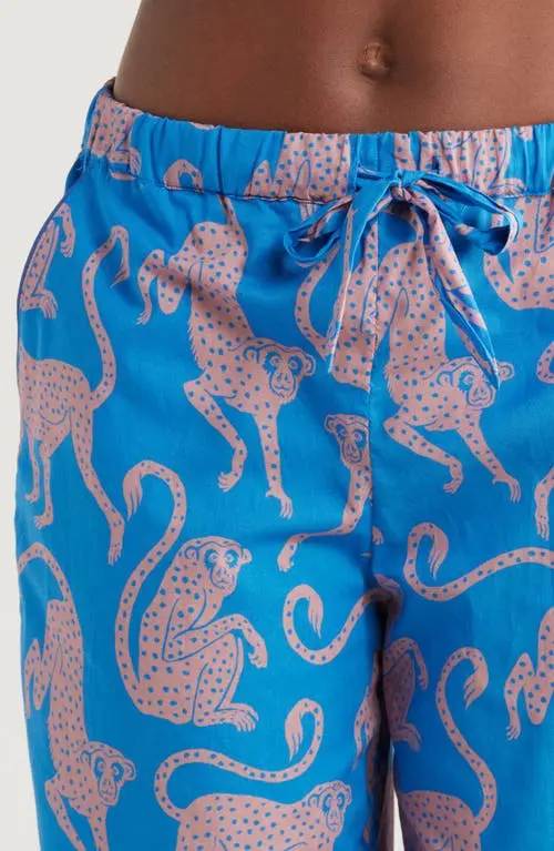 Desmond & Dempsey Long Sleeve Cotton Pajamas - Blue/pink