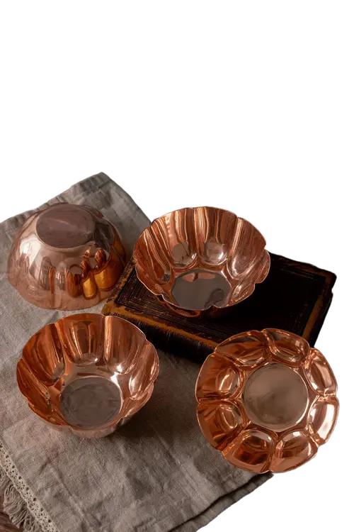 COPPERMILL KITCHEN Vintage Inspired Fluted Bowls With Crown Engravingset Of 2 - Copper