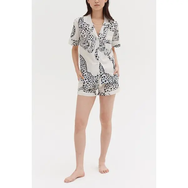 Desmond & Dempsey Short Sleeve Pajama Set - Jag Cream