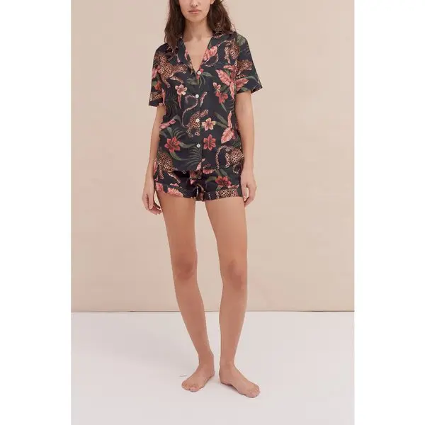 Desmond & Dempsey Short Sleeve Pajama Set - Soleia Navy