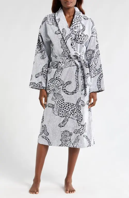 Desmond & Dempsey Print Terry Cloth Robe - Cream