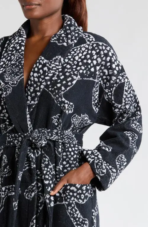 Desmond & Dempsey Print Terry Cloth Robe - Navy