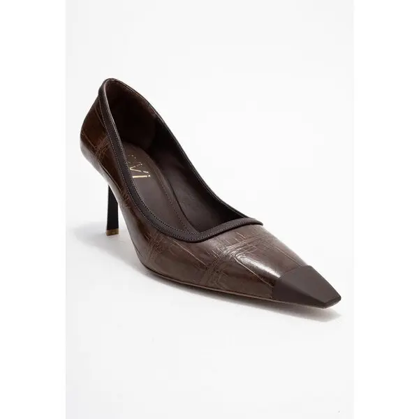 PROLOGUE SHOES Rona Pointed-toe Pumps - Brown Printed