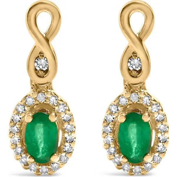 HAUS OF BRILLIANCE 10k Gold Emerald And Diamond Dangle Earrings - Yellow