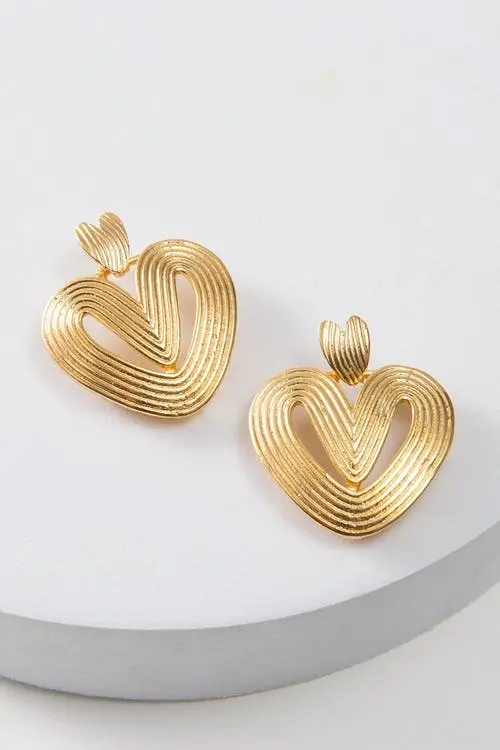 NOONDAY COLLECTION En Palmier Heart Shaped Earrings - Gold