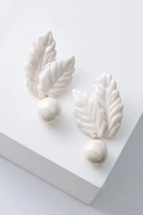 NOONDAY COLLECTION Holly Porcelain Drop Earrings - White