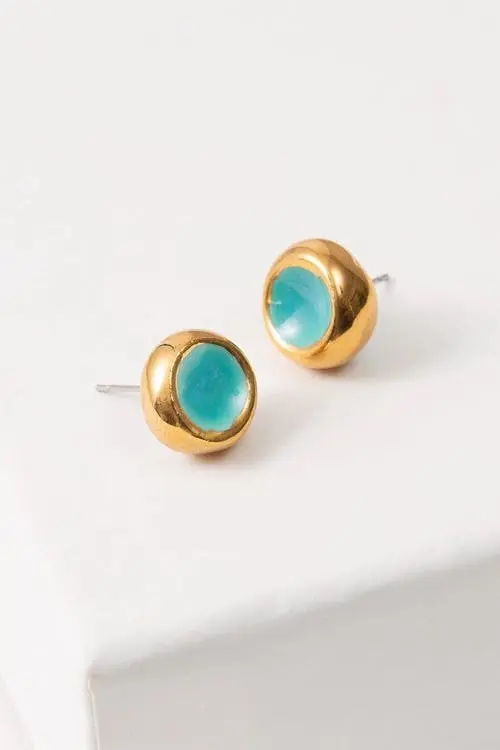 NOONDAY COLLECTION Sculpted Porcelain Stud Earrings - Turquoise