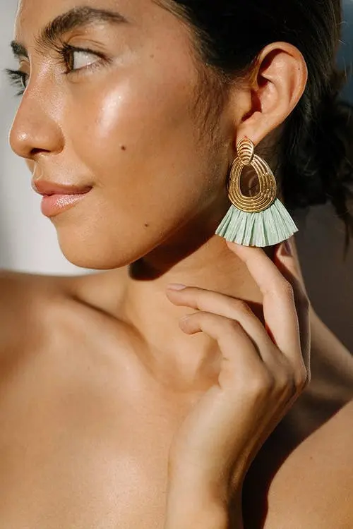 NOONDAY COLLECTION Lux Raffia Hoop Earrings