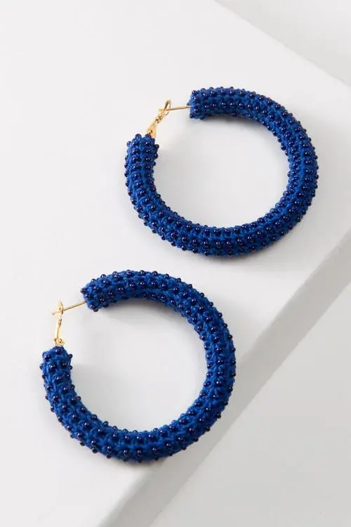 NOONDAY COLLECTION Crocheted Hoop Earrings - Blue