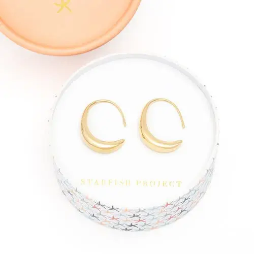 STARFISH PROJECT Crescent Moon Thread Drop Earrings