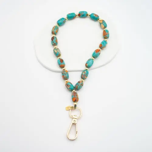 STARFISH PROJECT Sierra Bloom Emperor Stone Beaded Phone Wrist Strap - Turquoise