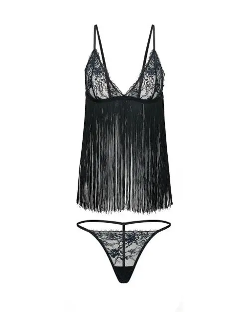 ADORE ME Charizma Babydoll & G-string Set Lingerie - Black