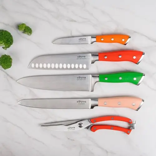 ELIHOME 5 Piece Professional Kitchen Knife Set - Multi Color