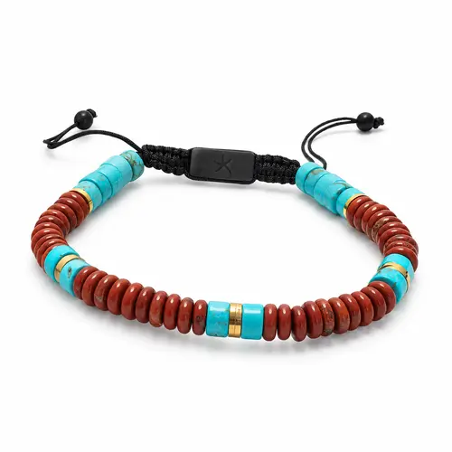 STARFISH PROJECT Nomadic Turquoise & Jasper Rope Beaded Bracelet - Turquoise/red