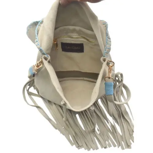 Carlos Falchi Suede Fringe Butterfly Bag - Sand