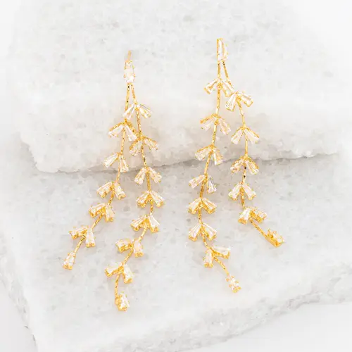 STARFISH PROJECT Graceful Willow Zircon Dangle Earrings - Gold