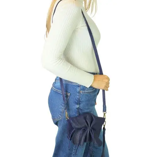 Carlos Falchi Mini Butterfly Lambskin Bag - Navy