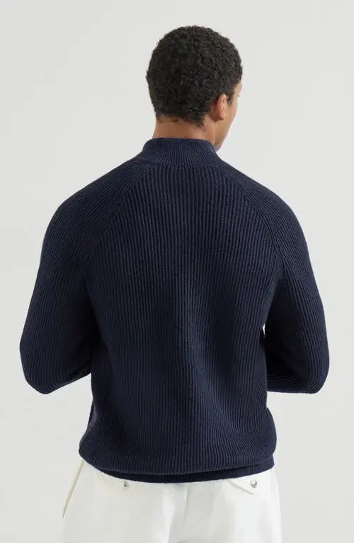 Brunello Cucinelli Malfilé Cotton Zip-up Cardigan - Blue