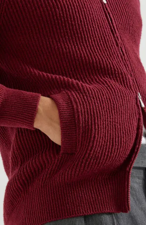 Brunello Cucinelli Malfilé Cotton Zip-up Cardigan - Cherry