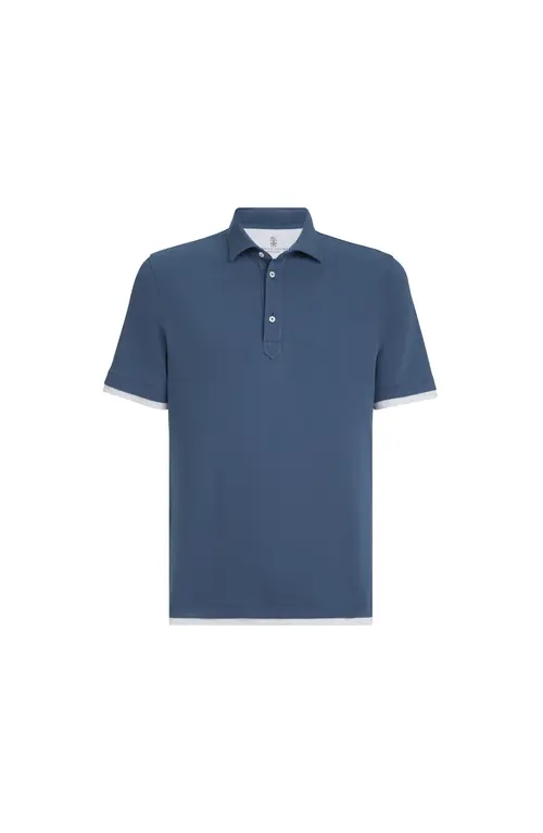Brunello Cucinelli Piqué Polo Shirt - Azure