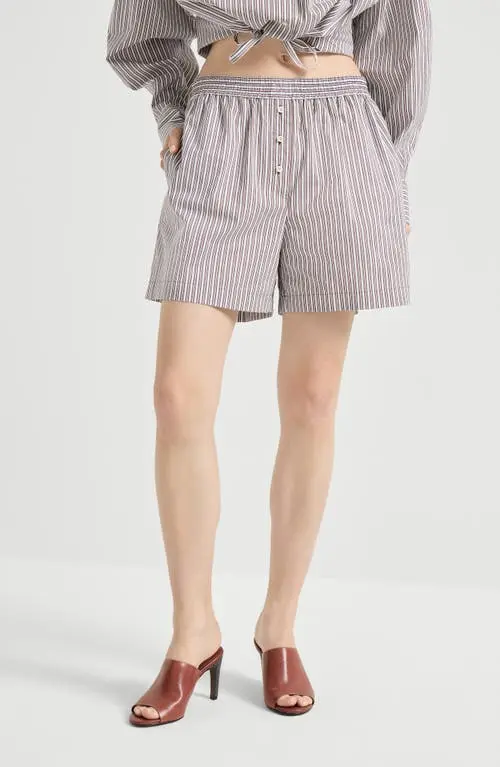 Brunello Cucinelli Pyjama-style Striped Shorts - Bordeaux