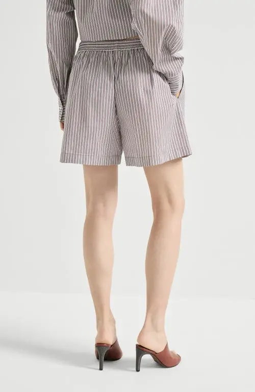 Brunello Cucinelli Pyjama-style Striped Shorts - Bordeaux