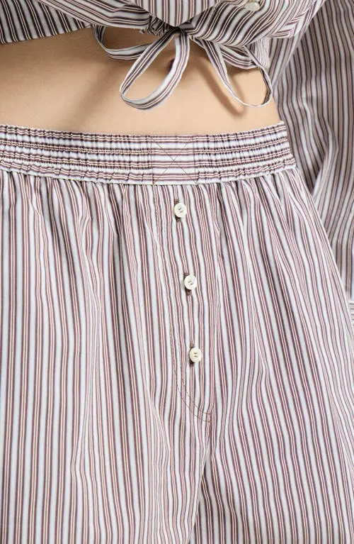 Brunello Cucinelli Pyjama-style Striped Shorts - Bordeaux