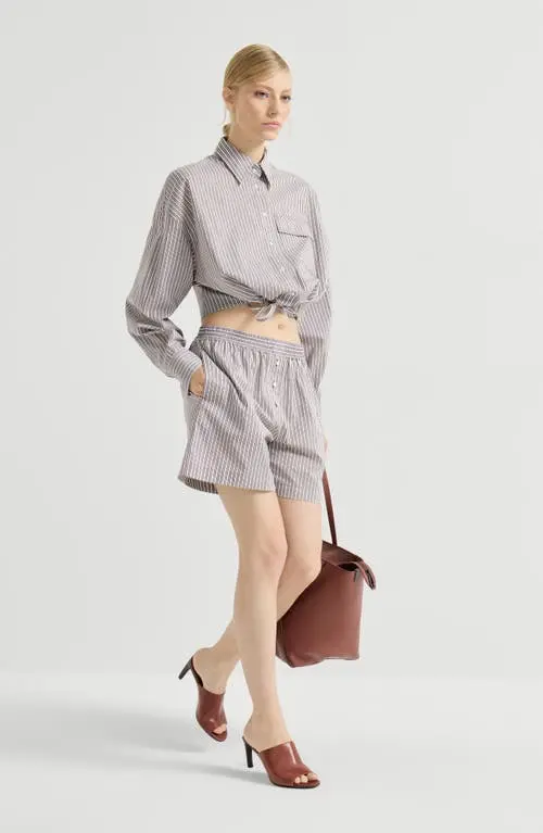 Brunello Cucinelli Pyjama-style Striped Shorts - Bordeaux
