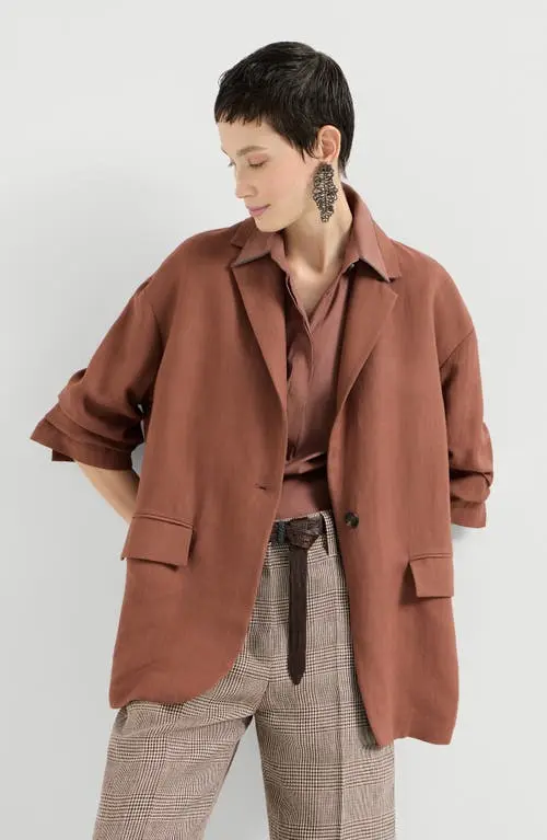 Brunello Cucinelli Fluid Twill Blazer - Orange
