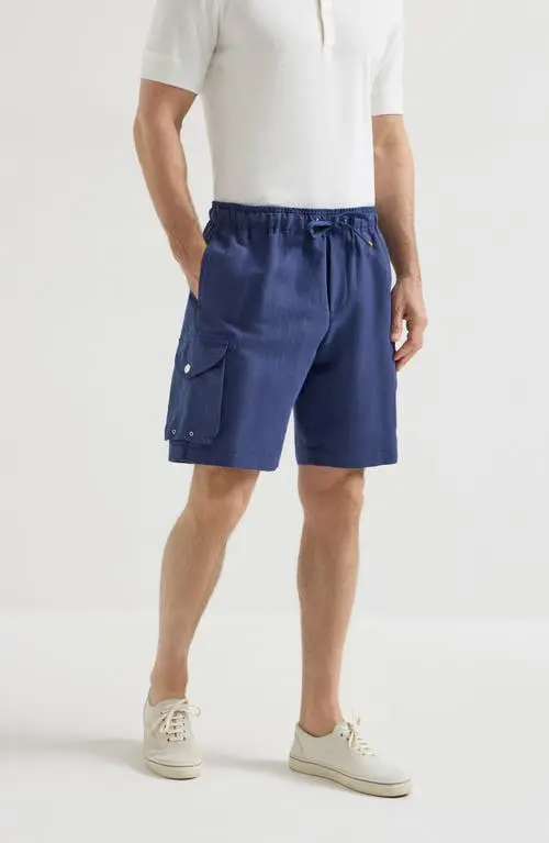 Brunello Cucinelli Bermuda Shorts With Cargo Pockets - Blue