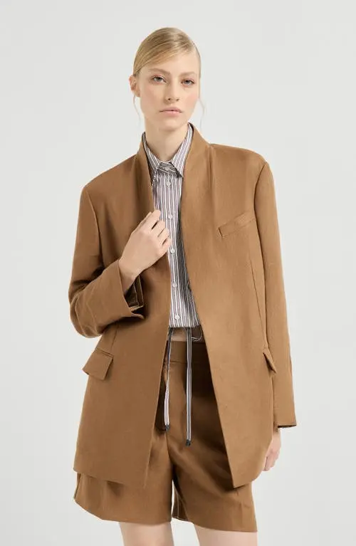 Brunello Cucinelli Diagonal Linen Blazer - Mou