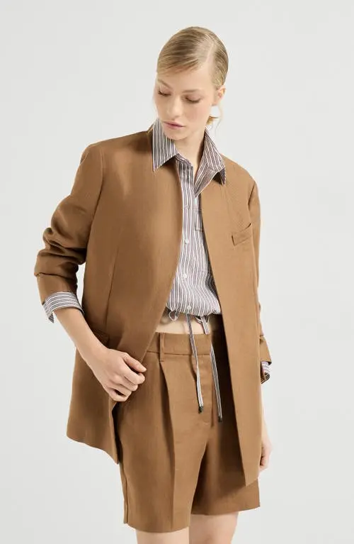 Brunello Cucinelli Diagonal Linen Blazer - Mou